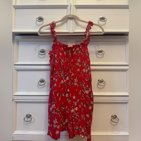 Lily Rose | Pants & Jumpsuits | Red Floral Romper Medium | Poshmark